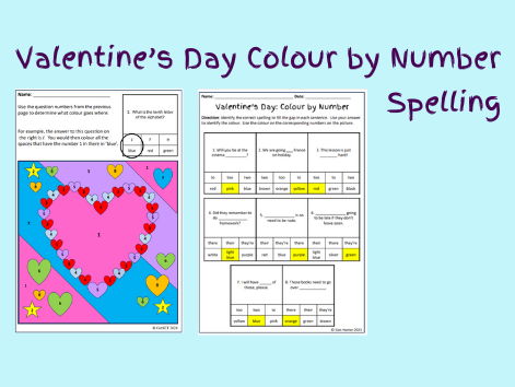 Valentine's Day Colour by Number Spellings | Teaching Resources