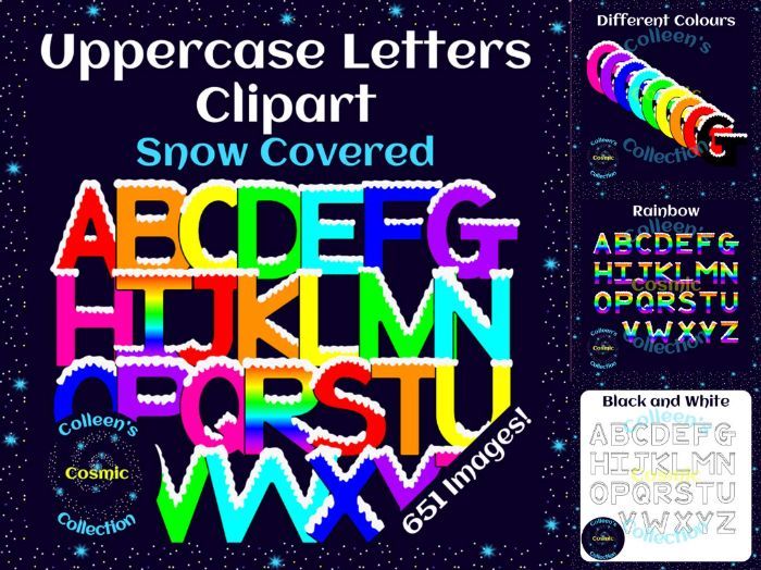 Snow Covered Winter Alphabet and Numbers Font Clipart BUNDLE | Teaching ...