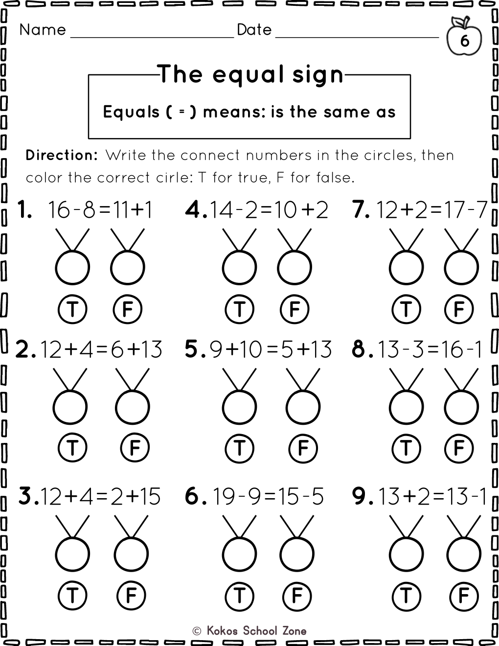 True or False Equations Worksheets | Understanding the Equal Sign | KS1 ...