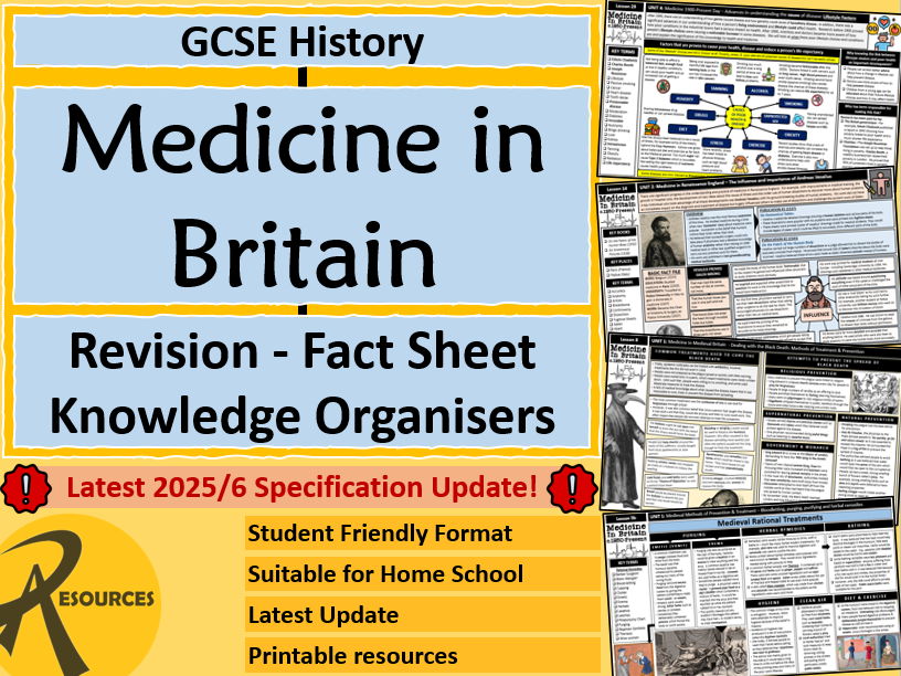 Medicine in Britain - Revision Guide Fact Sheets Knowledge Organiser ...