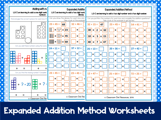 Year 2 Maths: Expanded Addition Method (differentiated worksheets ...