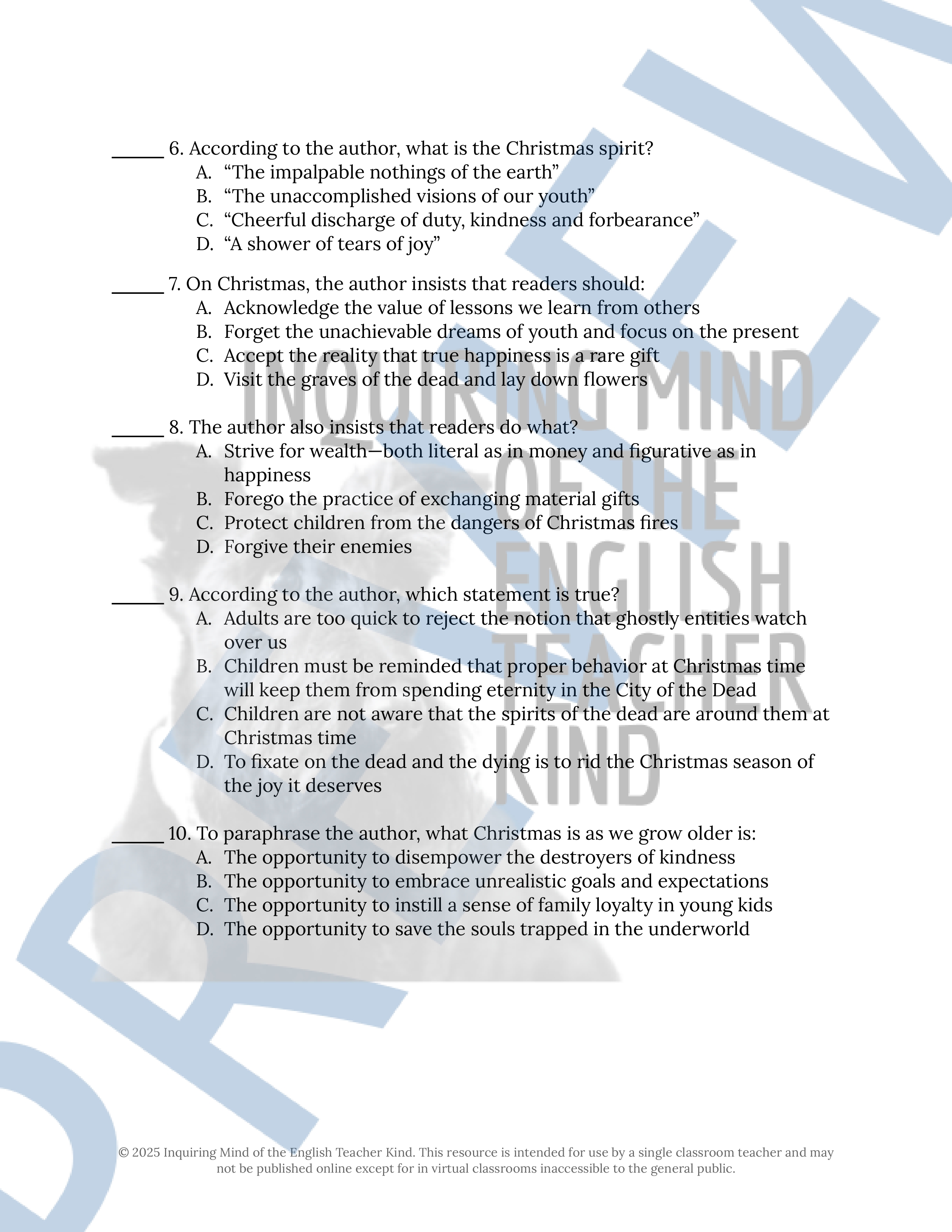 "What Christmas Is as We Grow Older" by Charles Dickens Quiz and Answer ...