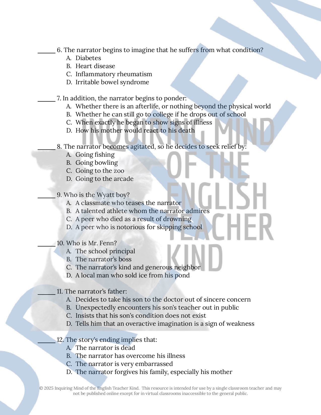 "Stolen Day" by Sherwood Anderson Quiz and Answer Key | Teaching Resources