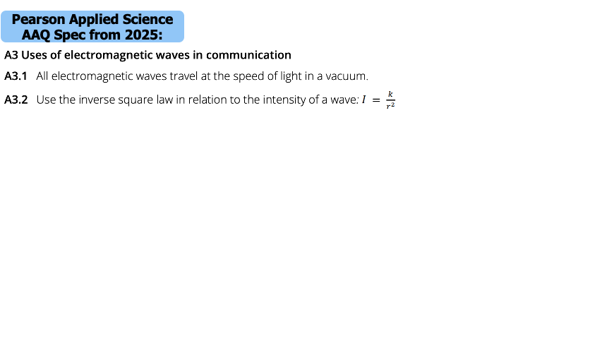 Electromagnetic Waves and the Inverse Square Law - AAQ Pearson Applied ...