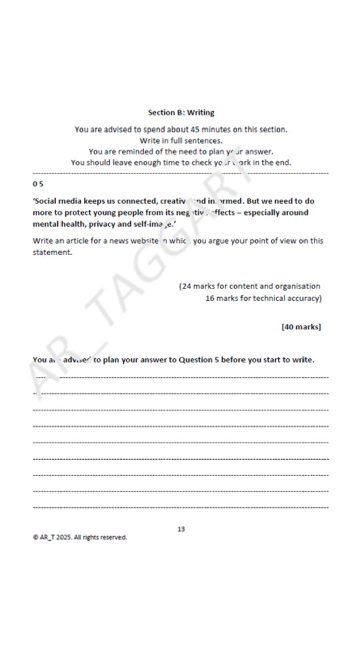 One AQA 2026 English Language Paper 2 Mock | AO Grids - (Soc ...