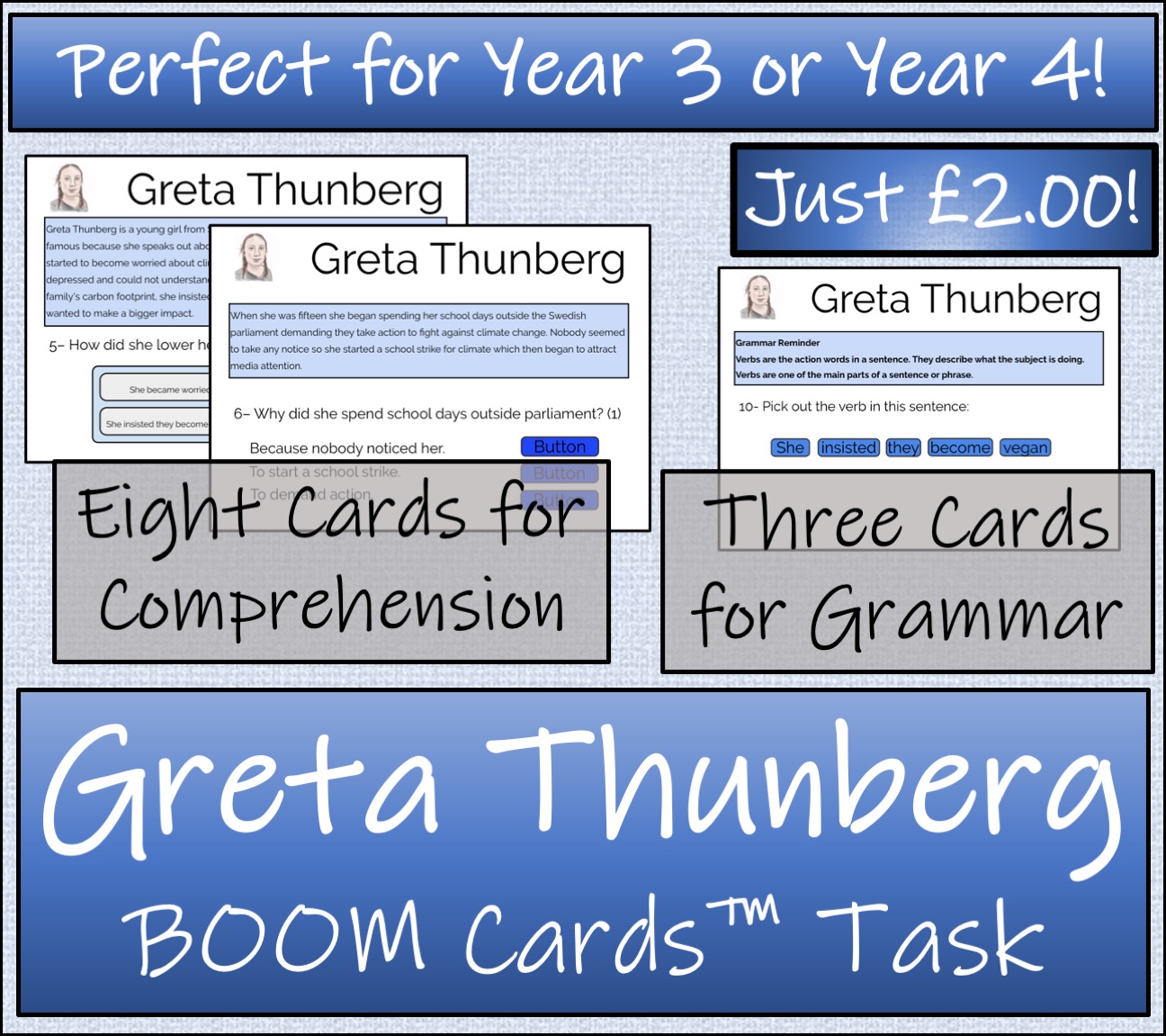 Greta Thunberg - LKS2 BOOM Cards™ Comprehension Activity | Teaching ...