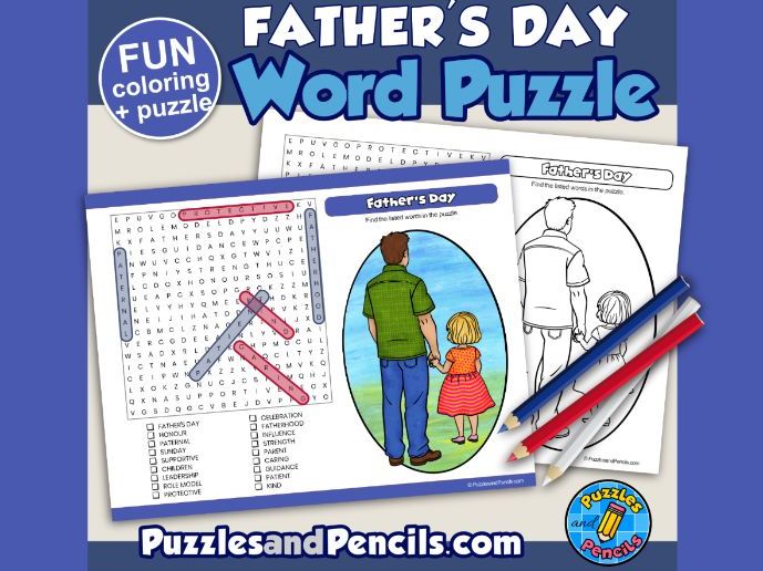 Father's Day Word Search Puzzle and Colouring | June Wordsearch ...