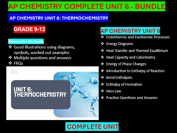 AP Chemistry Unit 6: Thermochemistry Complete Unit - BUNDLE | Teaching Resources