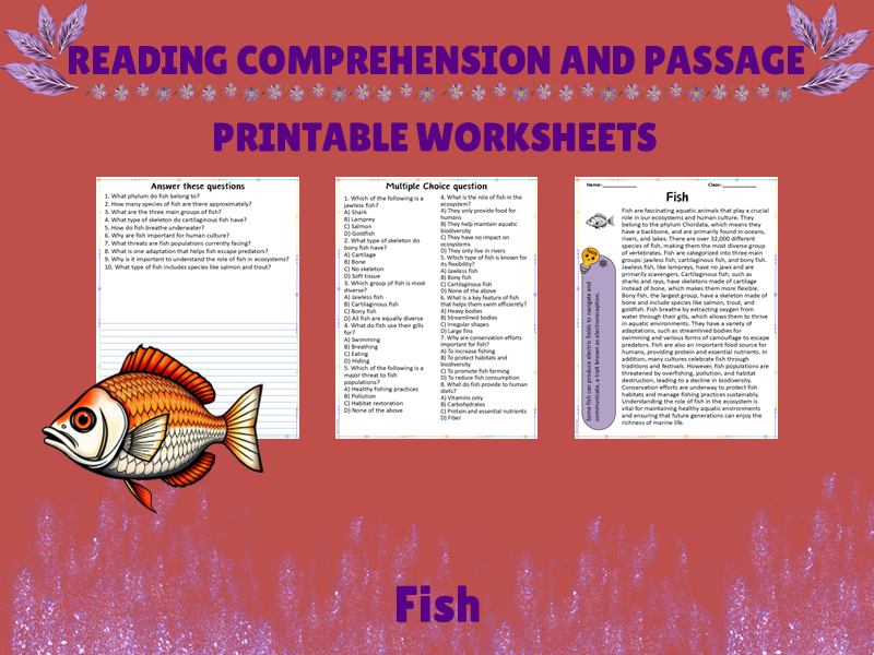 Explore Aquatic Life: Engaging Reading Passage and Questions on Fish ...