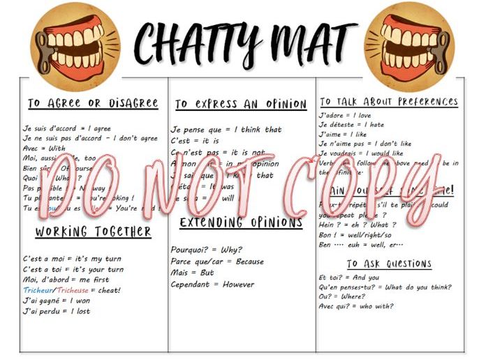 French Classroom Chatty Mat by emmy91 | Teaching Resources
