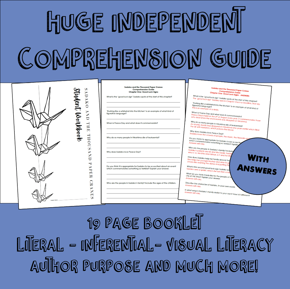 HUGE Resource Bundle - Sadako & the Thousand Paper Cranes - Workbook ...