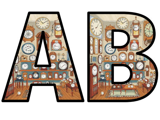 Many Clocks Time Math Lettering Set Display Title Letters Numbers Signs ...