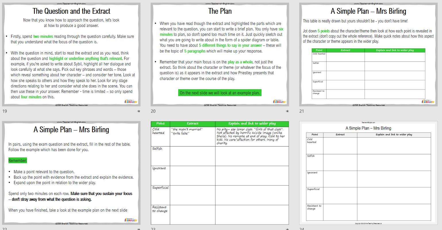An Inspector Calls – Eduqas GCSE English Literature Exam | Teaching ...