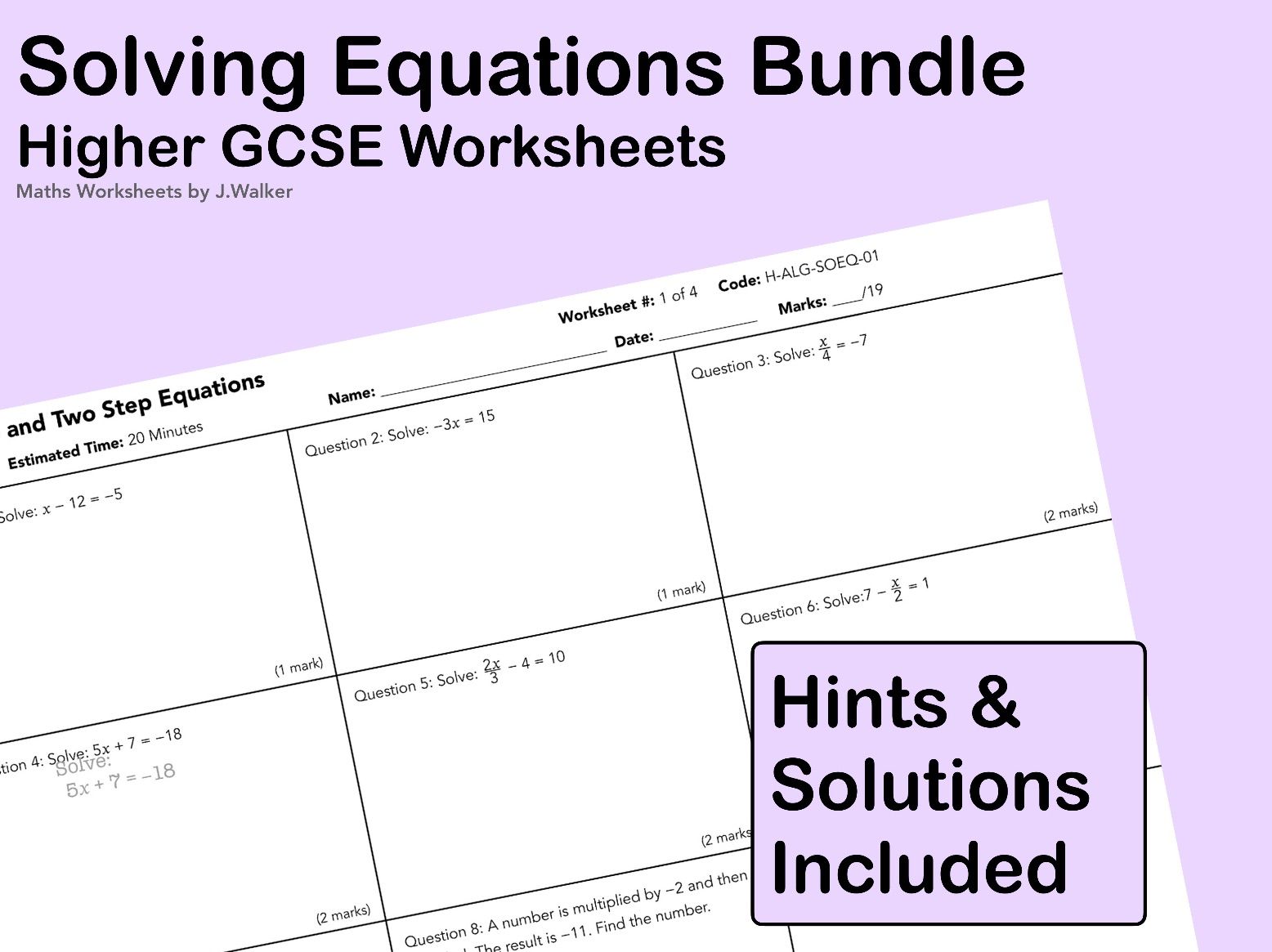 GCSE Maths: Solving Equations Bundle - Higher Tier | Teaching Resources