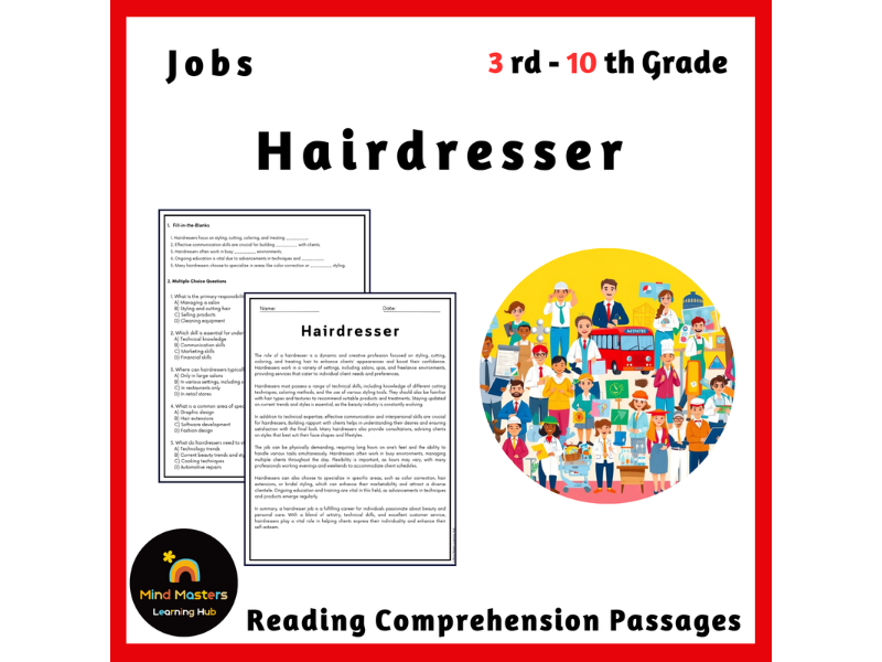 Hairdresser Career Reading Comprehension Passages & Questions ...