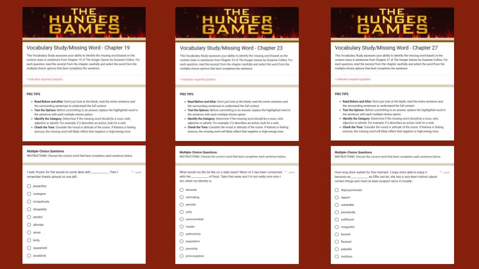 Vocabulary Study/Missing Word - Part 3 in The Hunger Games - Literary ...
