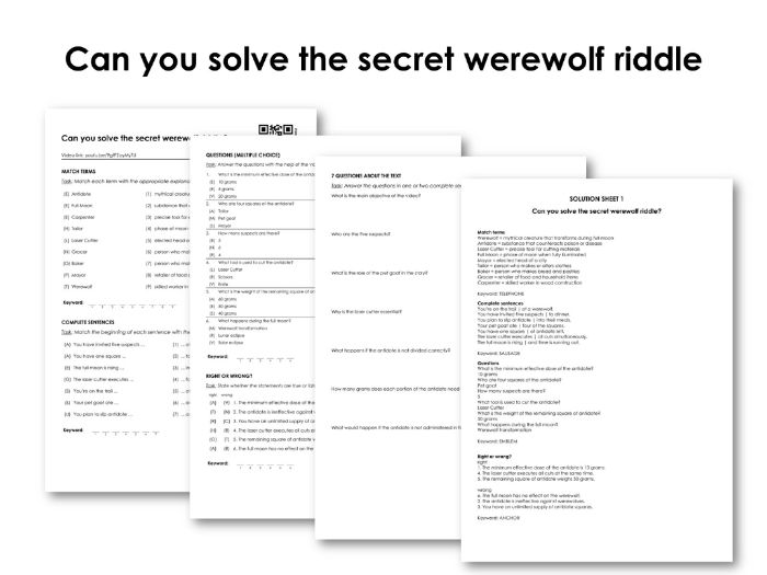 Can you solve the secret werewolf riddle | Teaching Resources