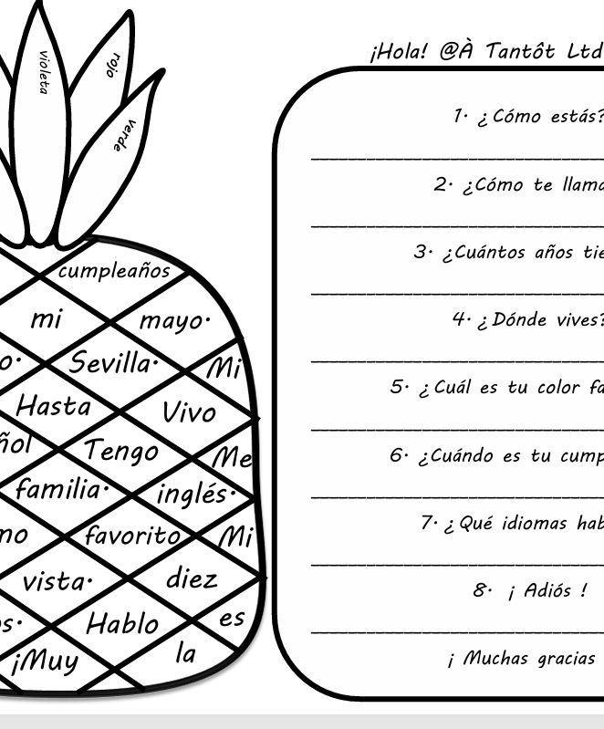 La piña translation - Me llamo - I am called - Spanish | Teaching Resources