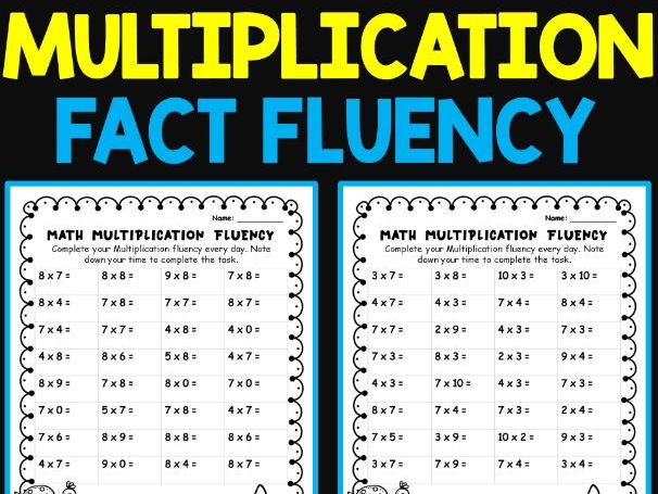 Multiplication Fact Fluency From 1 12 Worksheets Teaching Resources
