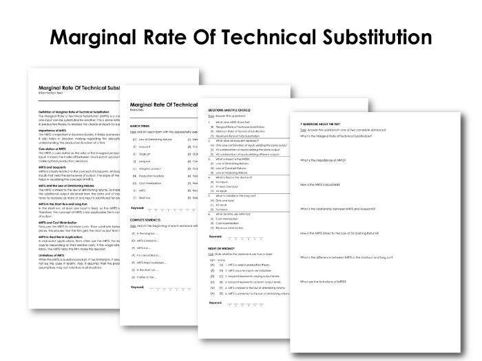 Marginal Rate Of Technical Substitution | Teaching Resources