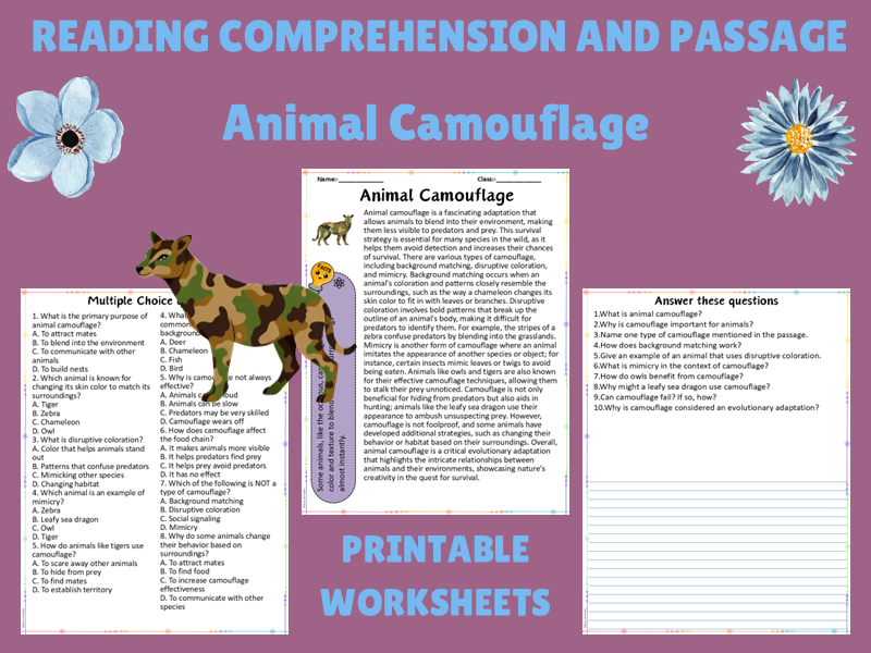 Discover Animal Camouflage: Engaging Reading Passage and Insightful ...