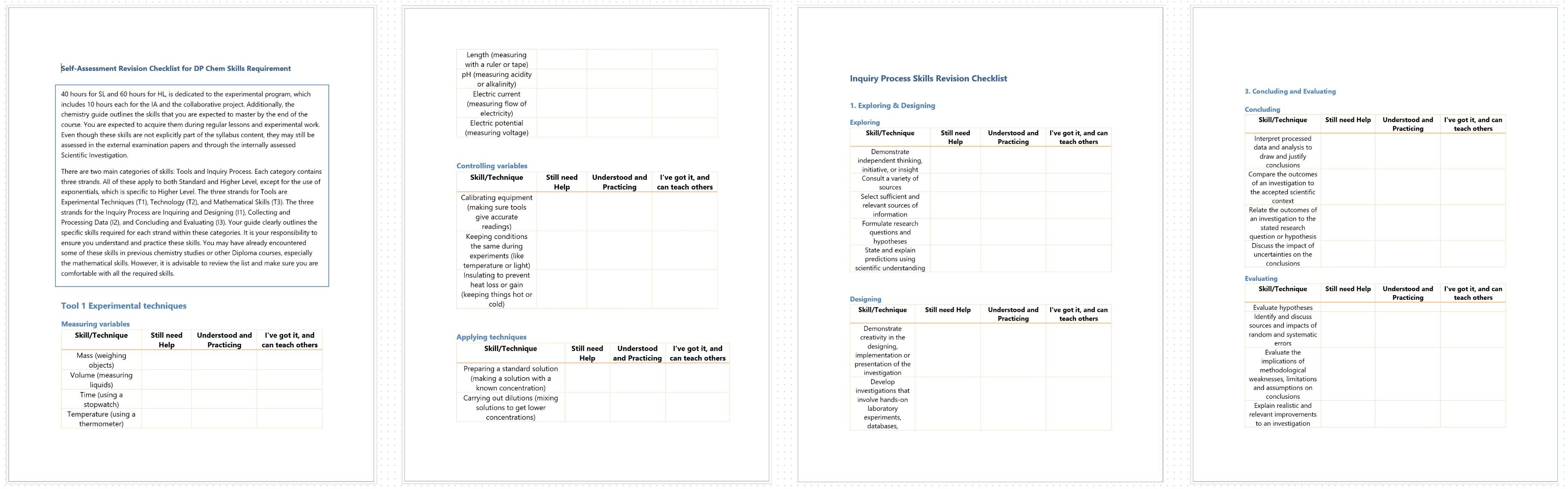 IB DP Science IA Student Self-Assessment Checklist 2026 | Teaching ...