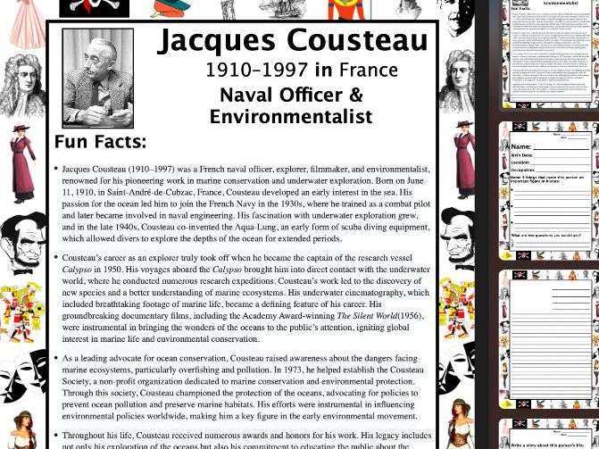 Jacques Cousteau PACKET & ACTIVITIES, Important Historical Figures ...