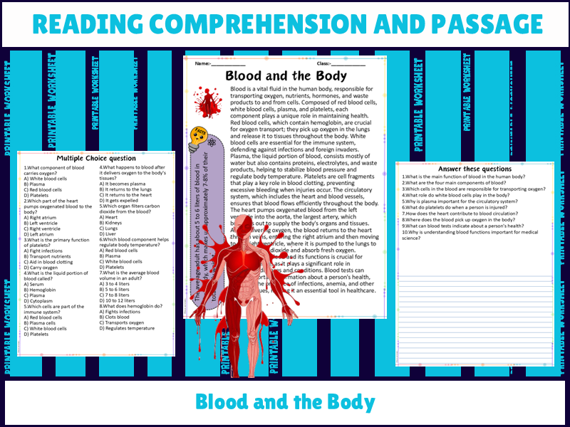 Exploring Blood and the Body: Engaging Reading Passage with Questions ...