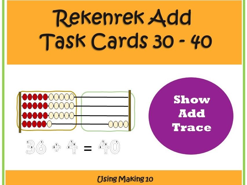 Rekenrek Adding Between 30 And 40 Using Number Bonds To 10 Teaching