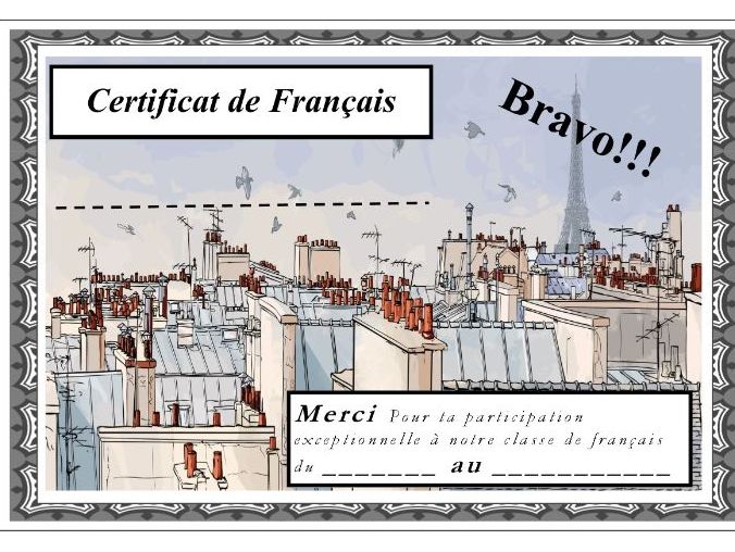 General French certificate 19/ Certificat de francais 19 | Teaching ...