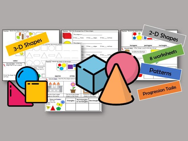 Y1 Maths - Shape and Patterns *8 worksheets* | Teaching Resources