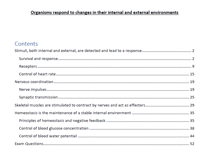 AQA A-Level Biology - Organisms respond to changes in internal/external ...