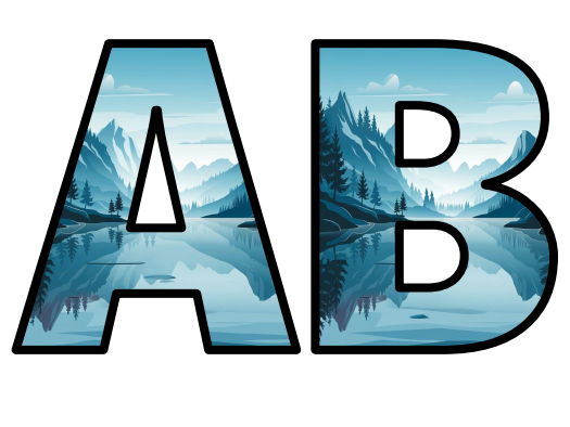 Lake Mountain Icy Cold Wintry Nature Lettering Set Display Title ...