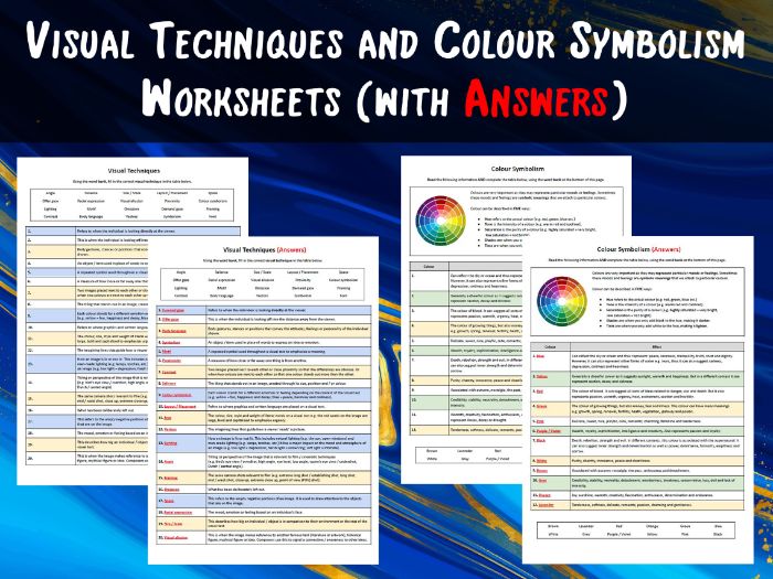 Visual Techniques and Colour Symbolism Worksheets | Teaching Resources