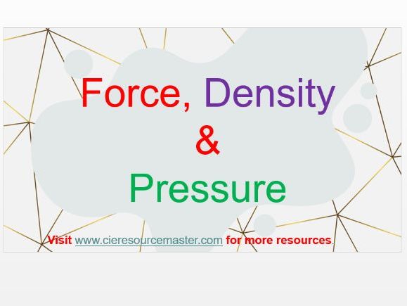 AS PHYSICS 9702 : FORCE, DENSITY & PRESSURE | Teaching Resources