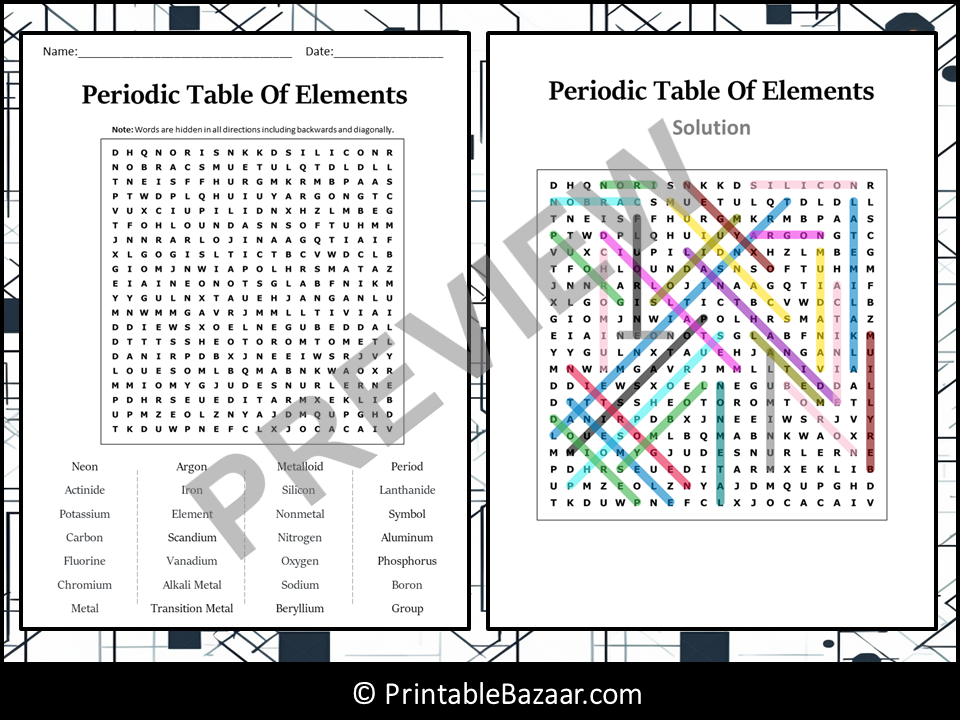 Worksheet Periodic Table Puzzles Solution To Table On Worksheet