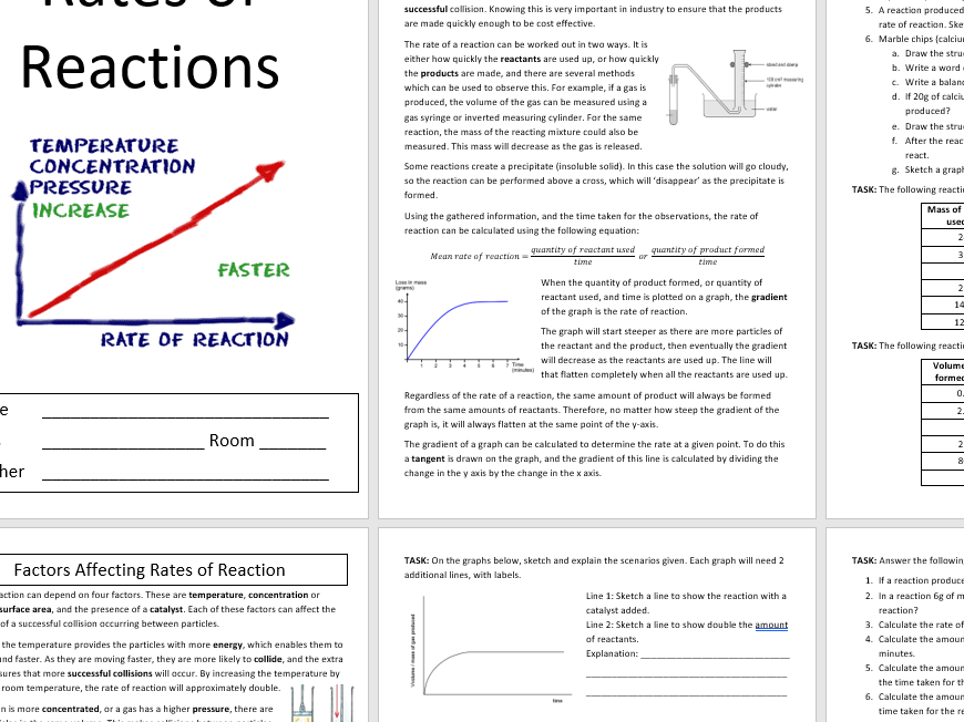 C5.6 Rate and Extent of Chemical Change - Rates of Reactions Complete ...
