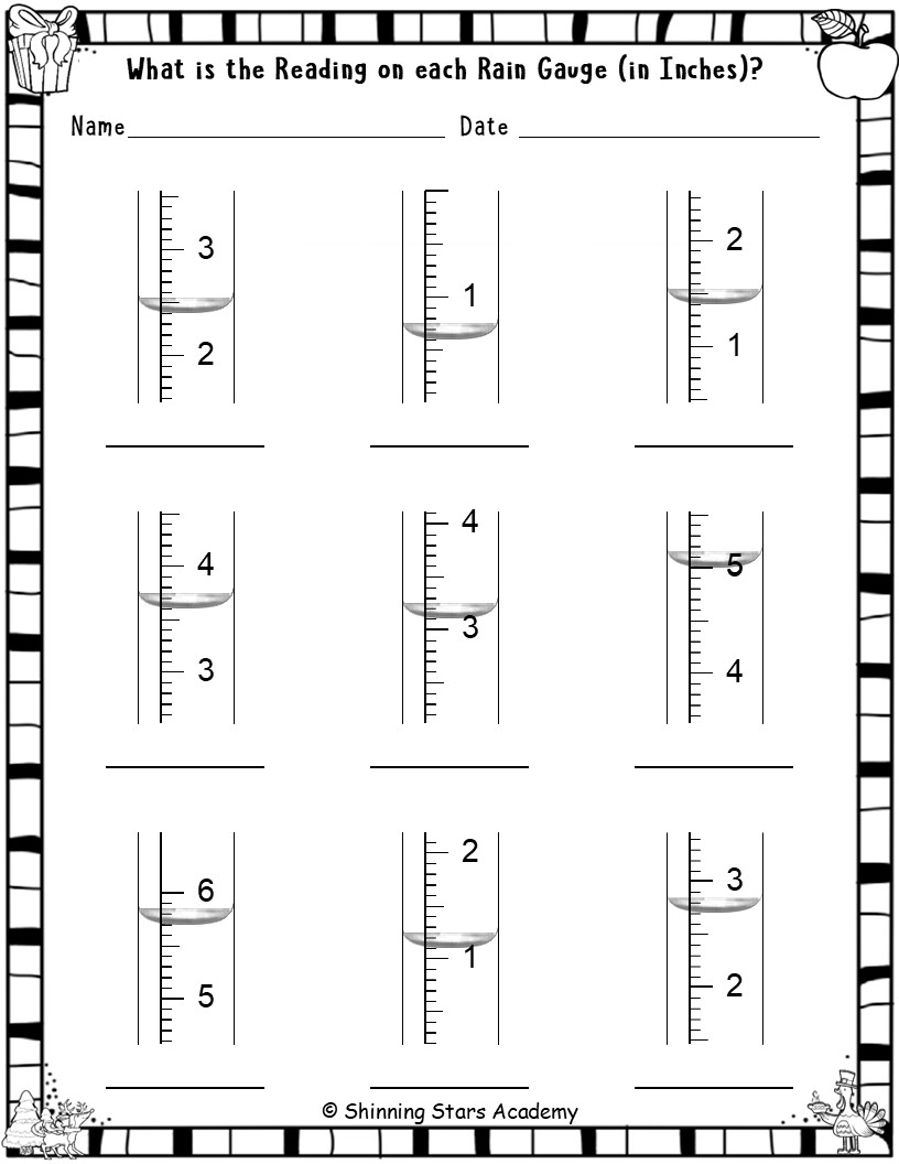 Practice Reading Rain Gauge (Reading in Inches) – Measurement ...