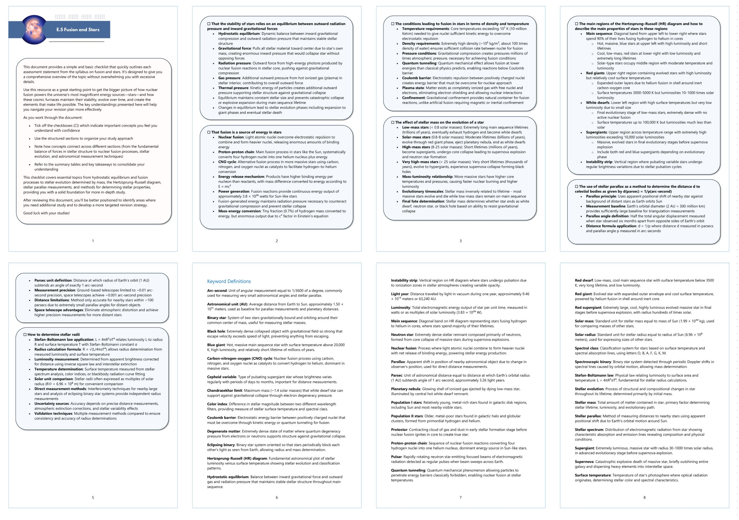 IB DP Physics: E.5 Fusion & Stars – Condensed Topic Revision Notes ...