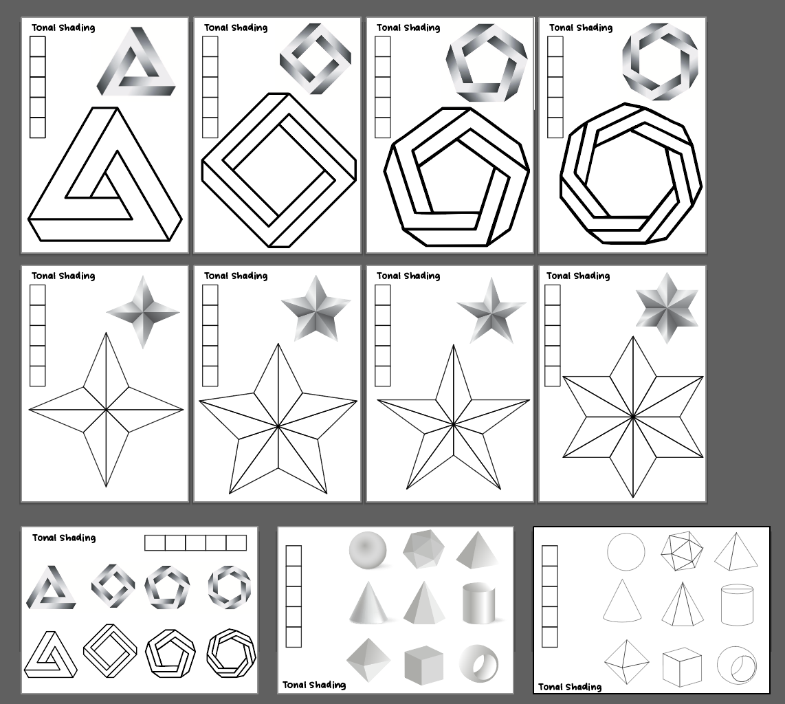 Tonal Shading Practice Worksheets – 2D & 3D Shapes | Teaching Resources