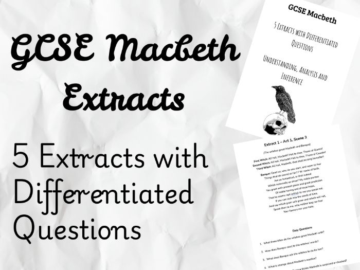KS4 Macbeth Reading Comprehension Passages with Questions ...