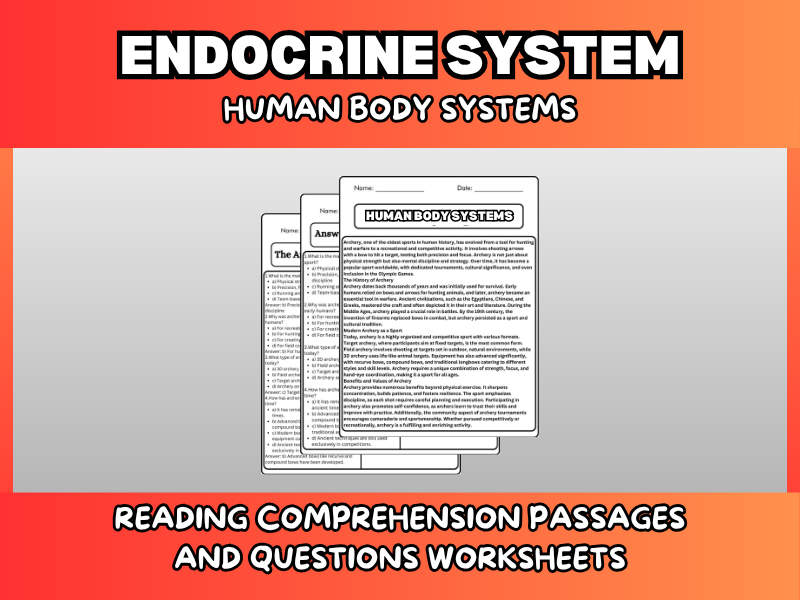 Endocrine System Reading Comprehension Passages and Questions Worksheets | Teaching Resources