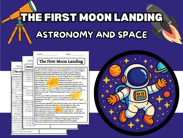 The First Moon Landing - Astronomy and Space Reading Comprehension ...