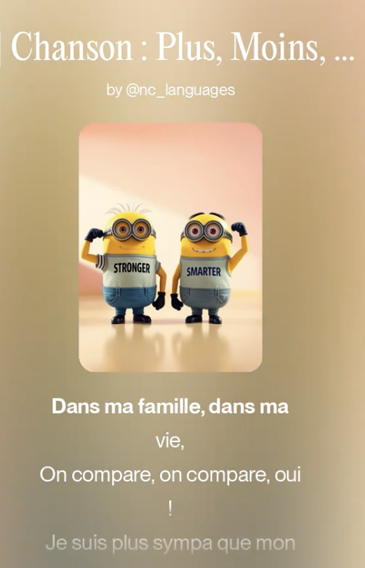 09. FRENCH SONG Year 7. Unit 9: Faire des comparaisons (Lyrics ...