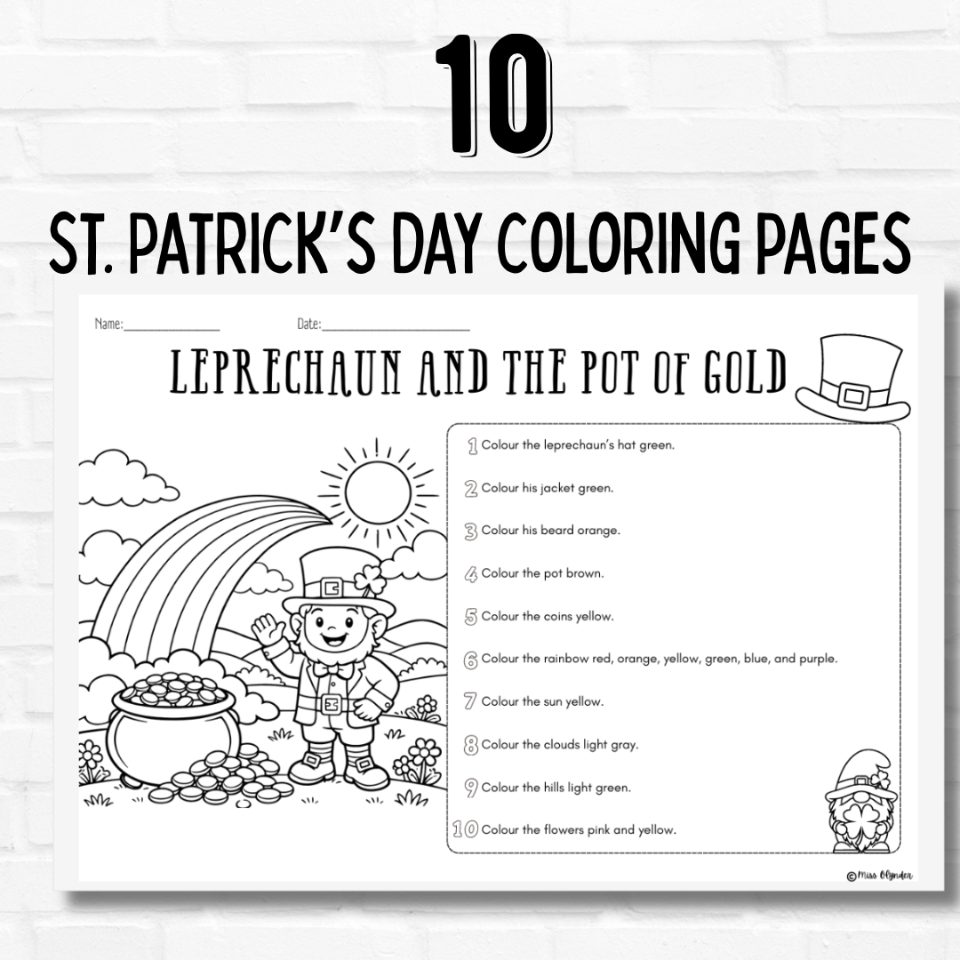 St Patrick’s Day Following Instructions Colouring | Listening Activity ...