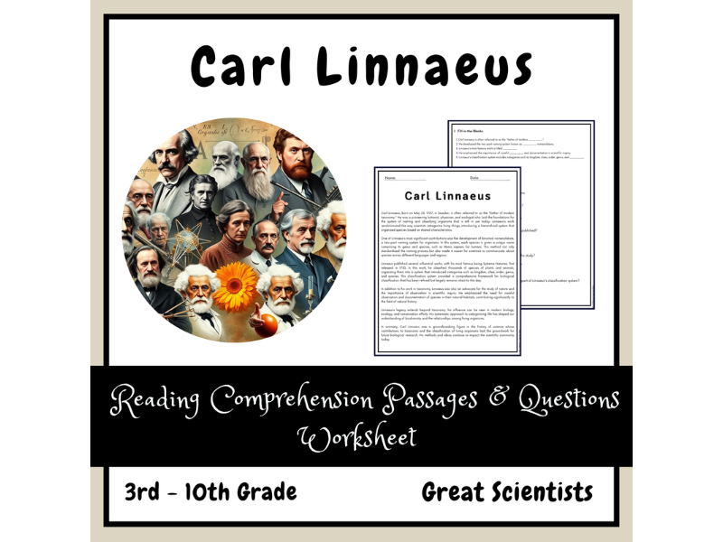 Carl Linnaeus Reading Comprehension Passages & Questions Worksheets ...