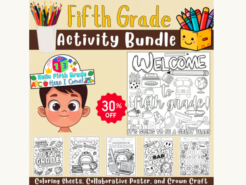 Fifth Grade Back to School Bundle | Coloring Sheets, Collaborative ...