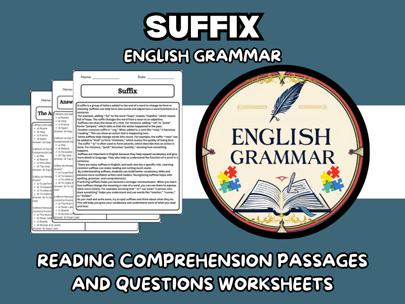 Suffix - English Grammar Reading Comprehension Passages & Questions ...
