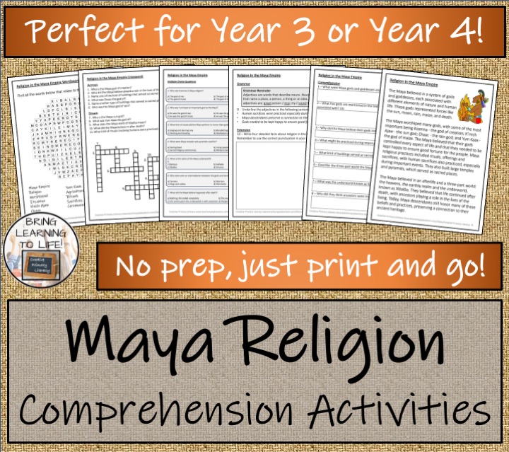 Maya Religion Reading Passage Comprehension Activities | Year 3 or Year ...