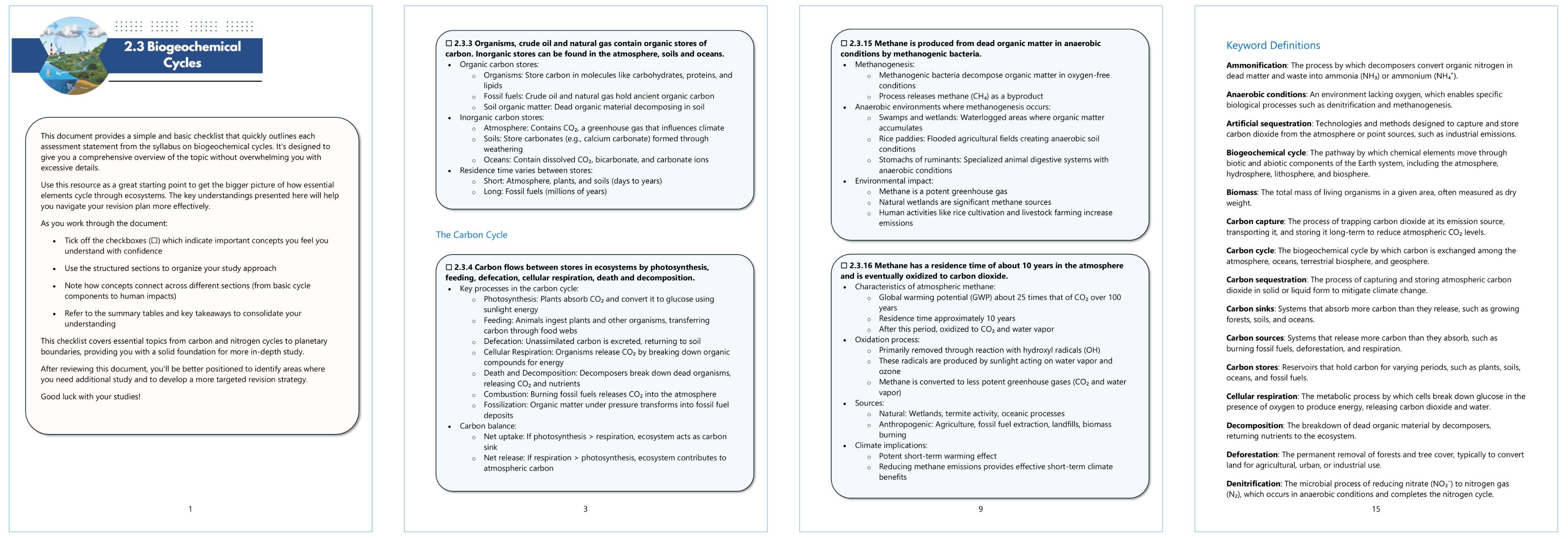 IB DP ESS 2.3: Biogeochemical Cycles Condensed Revision Outline 2026 ...
